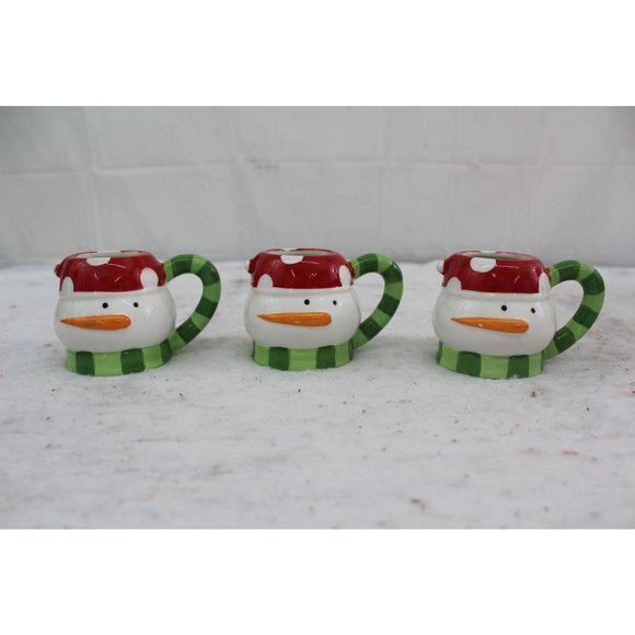 Holiday | Set Of 3 Ceramic Snowman Coffee Tea Mugs Christmas | Poshmark